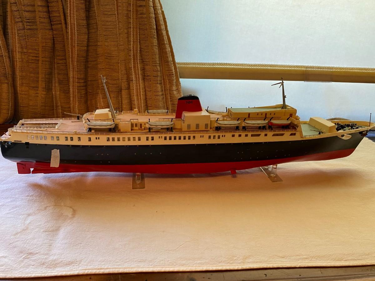 Hand Painted Wooden 26" "NM" Ferry Boat Model - JB11206 | EstateSales.org