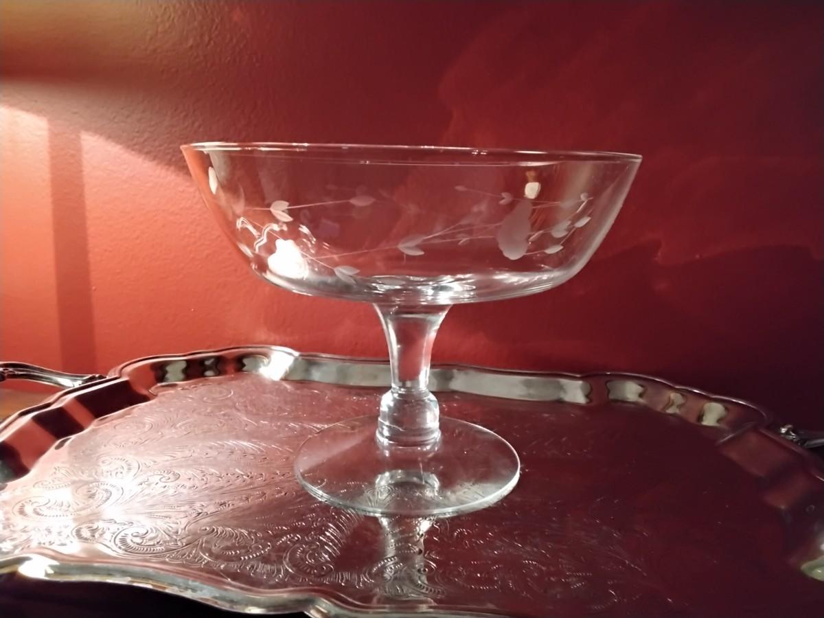 Etched Glass Compote Bowl | EstateSales.org
