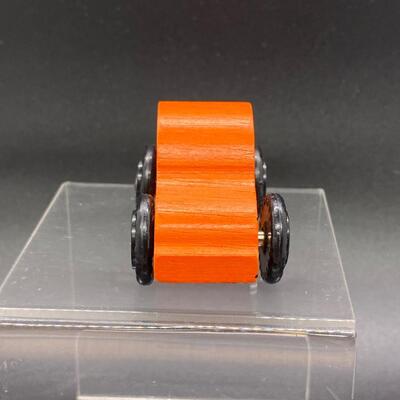 Miniature Orange Wood Block Car with Plastic Wheels | EstateSales.org