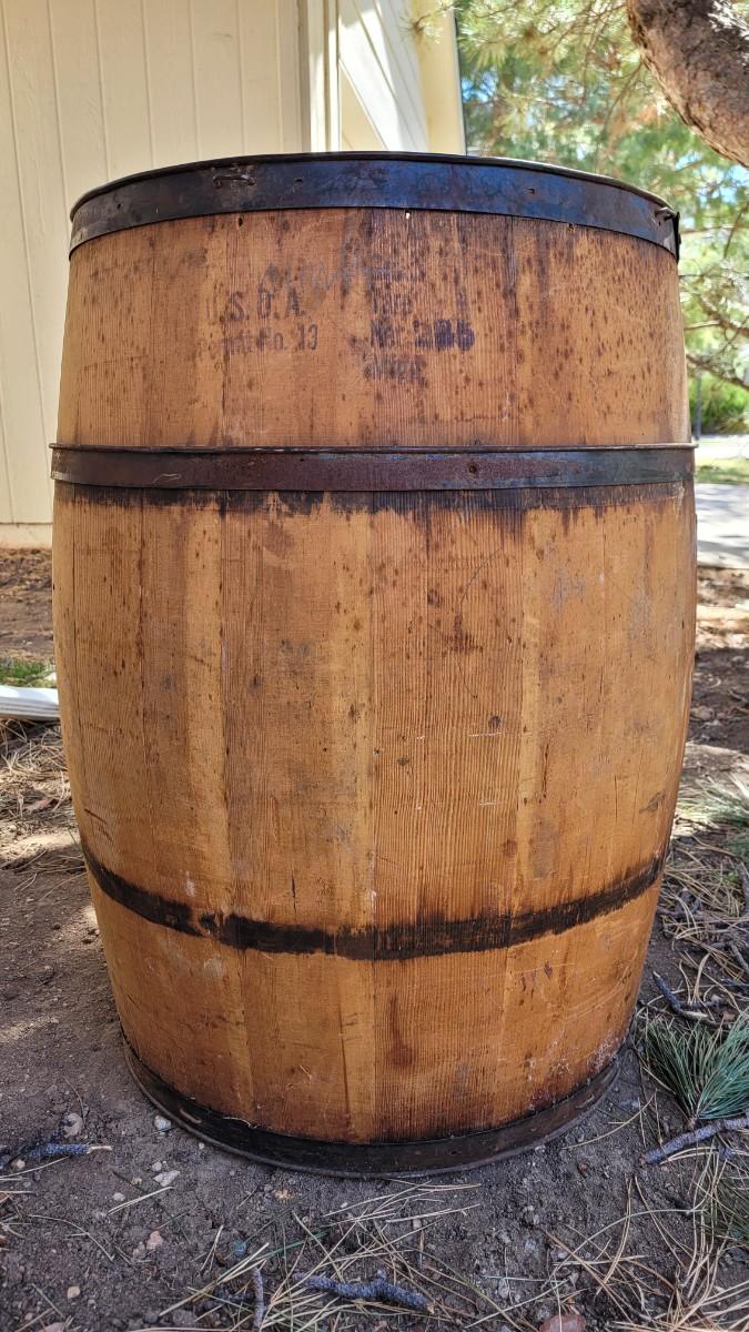 Lot 279: Vintage Large Wood Barrel #2 | EstateSales.org