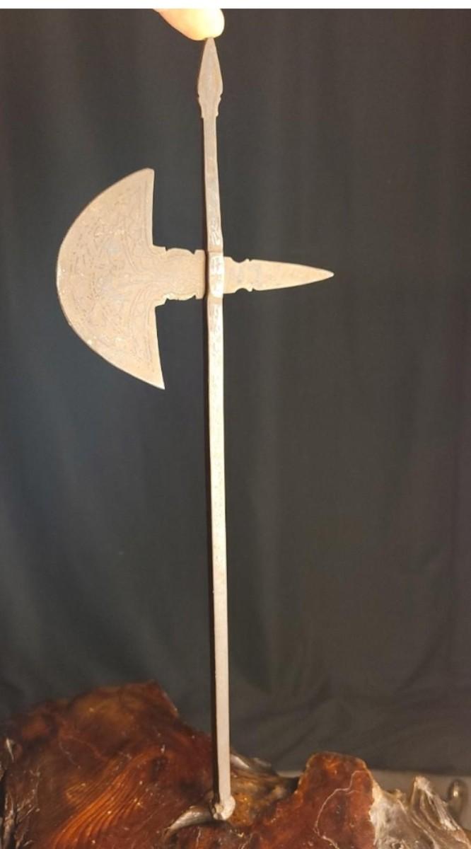 Lot 126:Middle Eastern All-Metal Axe with Chased Axe Head | EstateSales.org