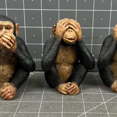 Chimpanzee Resin Figurines: Hear NO, See NO, Speak No. | EstateSales.org