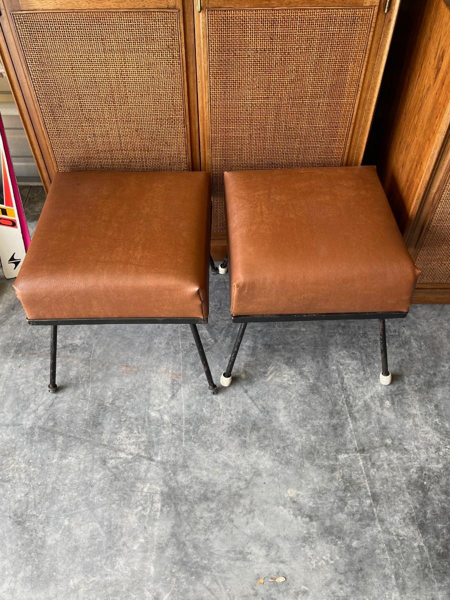 MCM pair of foot stools / wrought iron | EstateSales.org