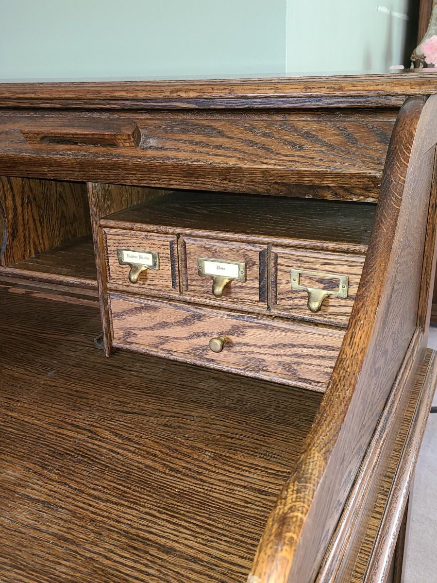 Lot 301 Oak Crest Vernon California Roll Top Finished Back Desk EstateSales