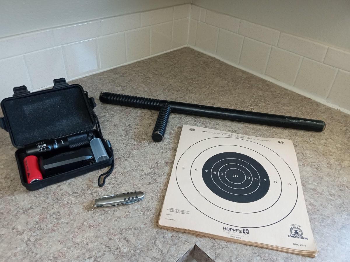 LOT 341 FALCON TACTICAL, PAPER TARGETS, POCKET KNIFE AND BILLY CLUB ...