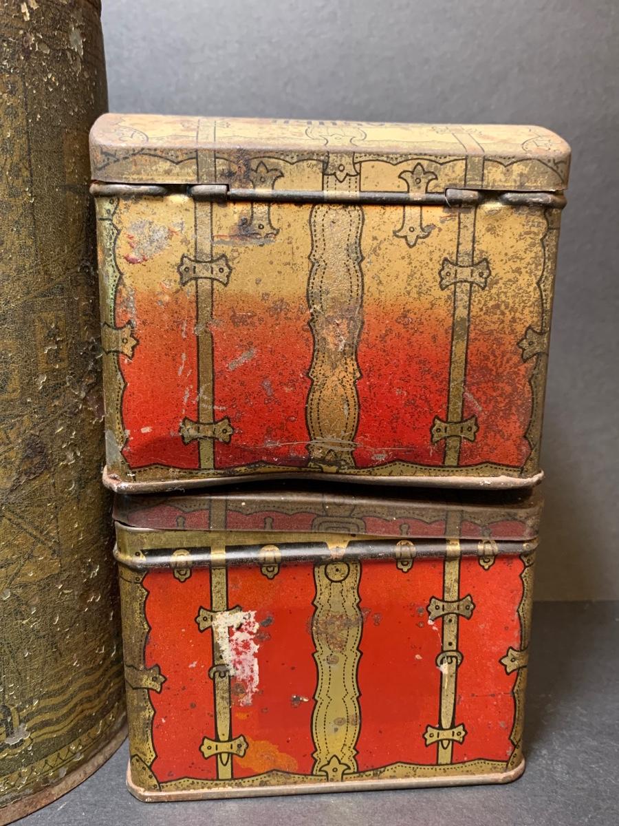 LOT 90R: Vintage Tea Tins & Primitive Box | EstateSales.org