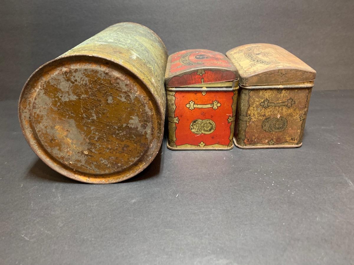 LOT 90R: Vintage Tea Tins & Primitive Box | EstateSales.org