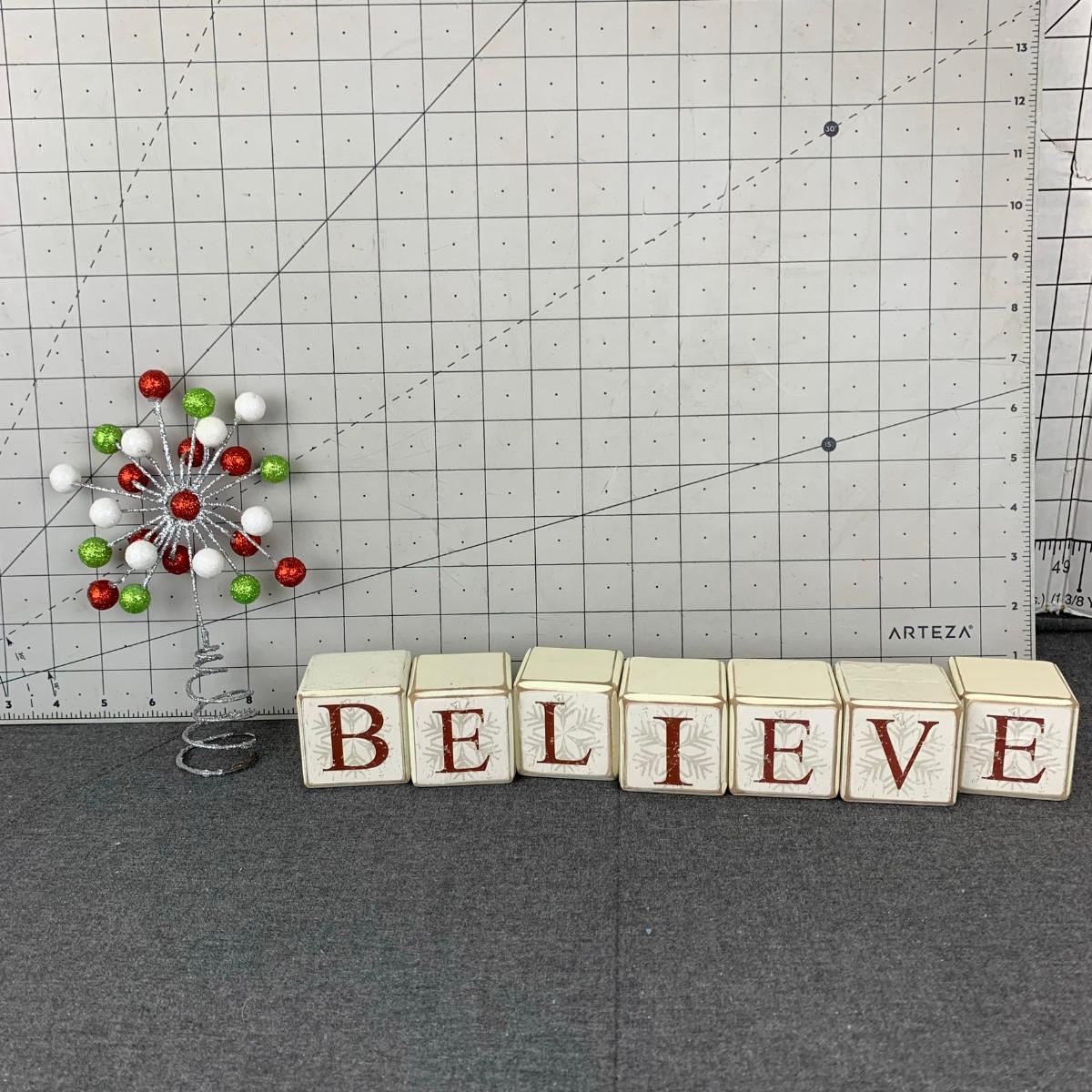 #58 Believe Blocks & Christmas Tree Topper | EstateSales.org