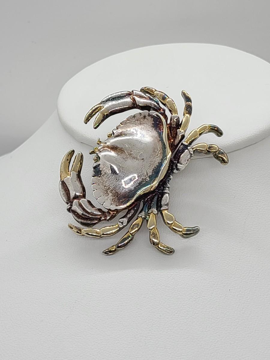 LOTJ105: Vintage MJ Silver/Gold Tone Crab Dual Brooch/Pendant ...