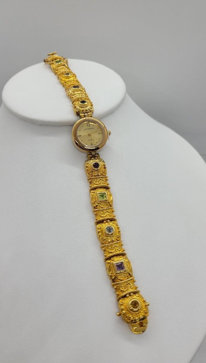 LOT J150: Technibond, Gold Vermeil 925, Multi Stone with Baroque Style ...