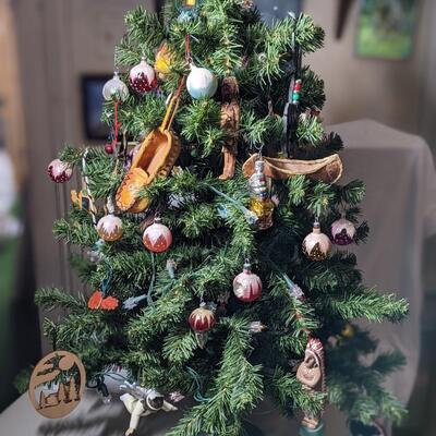 Native American Decorated Small Christmas Tree | EstateSales.org