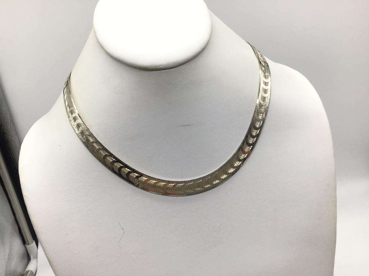Large Heavy Double Sided Design Tested Italy Silver Necklace 17.5 In ...