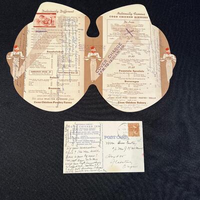 Coon Chicken Inn Menu and Postcard, | EstateSales.org