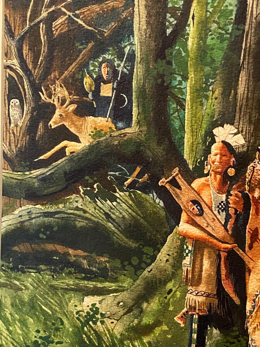 Lot 206: Unique Signed Watercolor (Must See) William SAUTS Netamuxwe ...