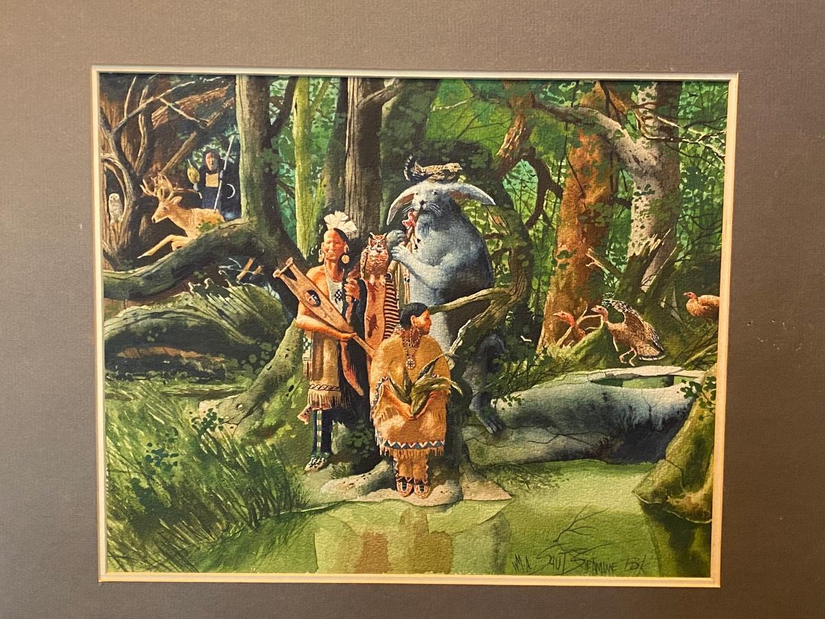 Lot 206: Unique Signed Watercolor (Must See) William SAUTS Netamuxwe ...
