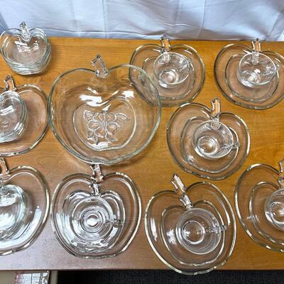 Vintage Pressed Glass Set of Apple Shaped Luncheon Dishes | EstateSales.org