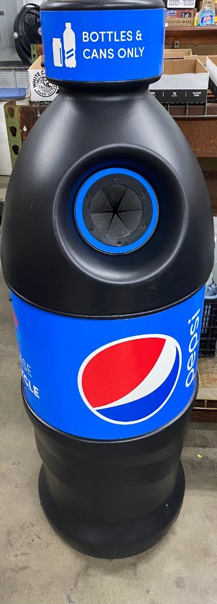 L3 Pepsi, plastic recycling bin 58 inches tall approximately 20 inches ...