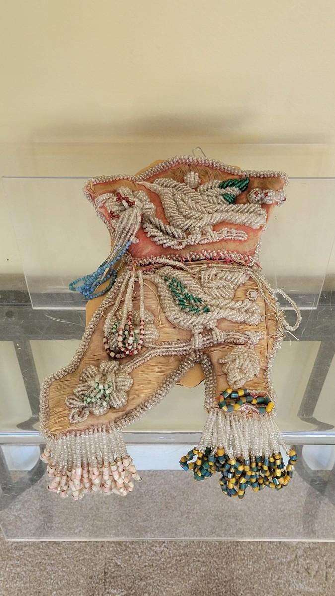 Lot 66: Antique MOHAWK IROQUOIS INDIAN Raised Beadwork Boot ...