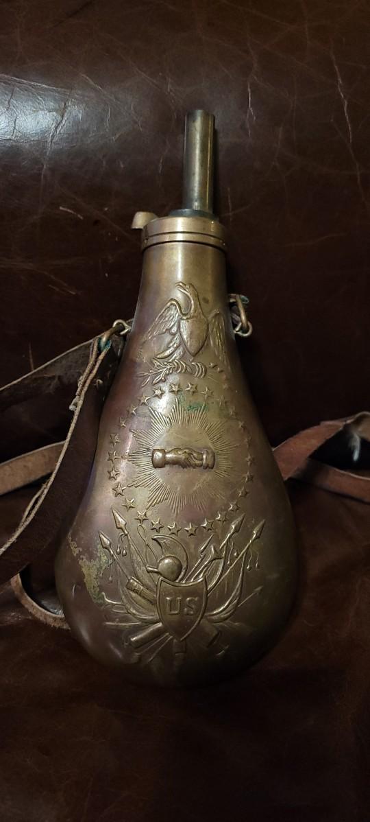 Lot 108: Vintage Reproduction Peace Rifle Gun Powder Flask ...