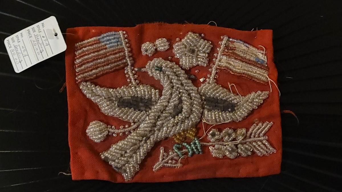 Lot 237: Antique MOHAWK IROQUOIS Indian Raised Beadwork with American ...