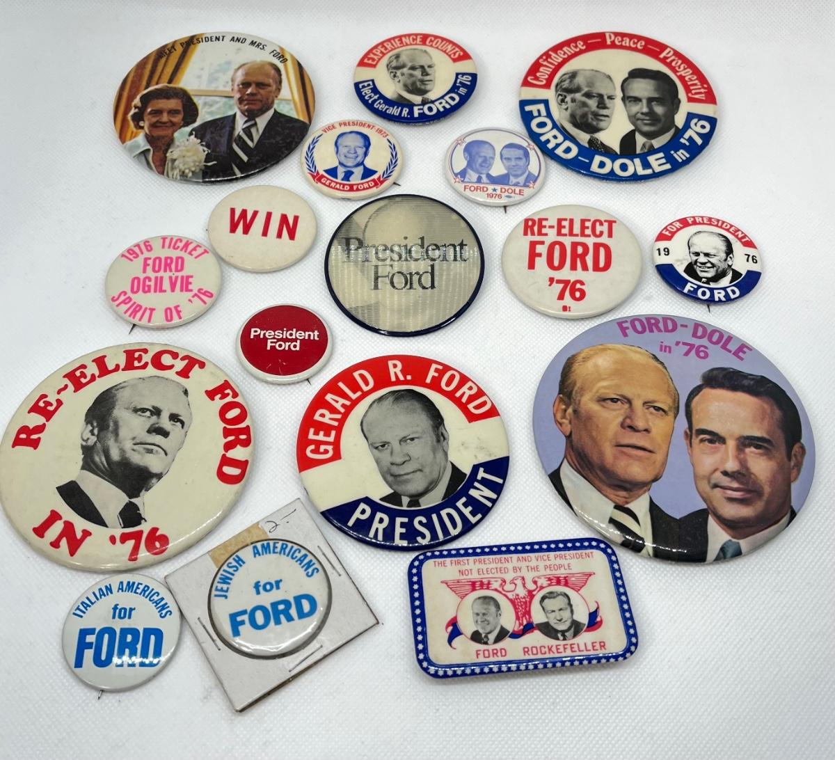 LOT 17: 1976 Presidential Campaign Political Buttons, Pins - Gerald ...