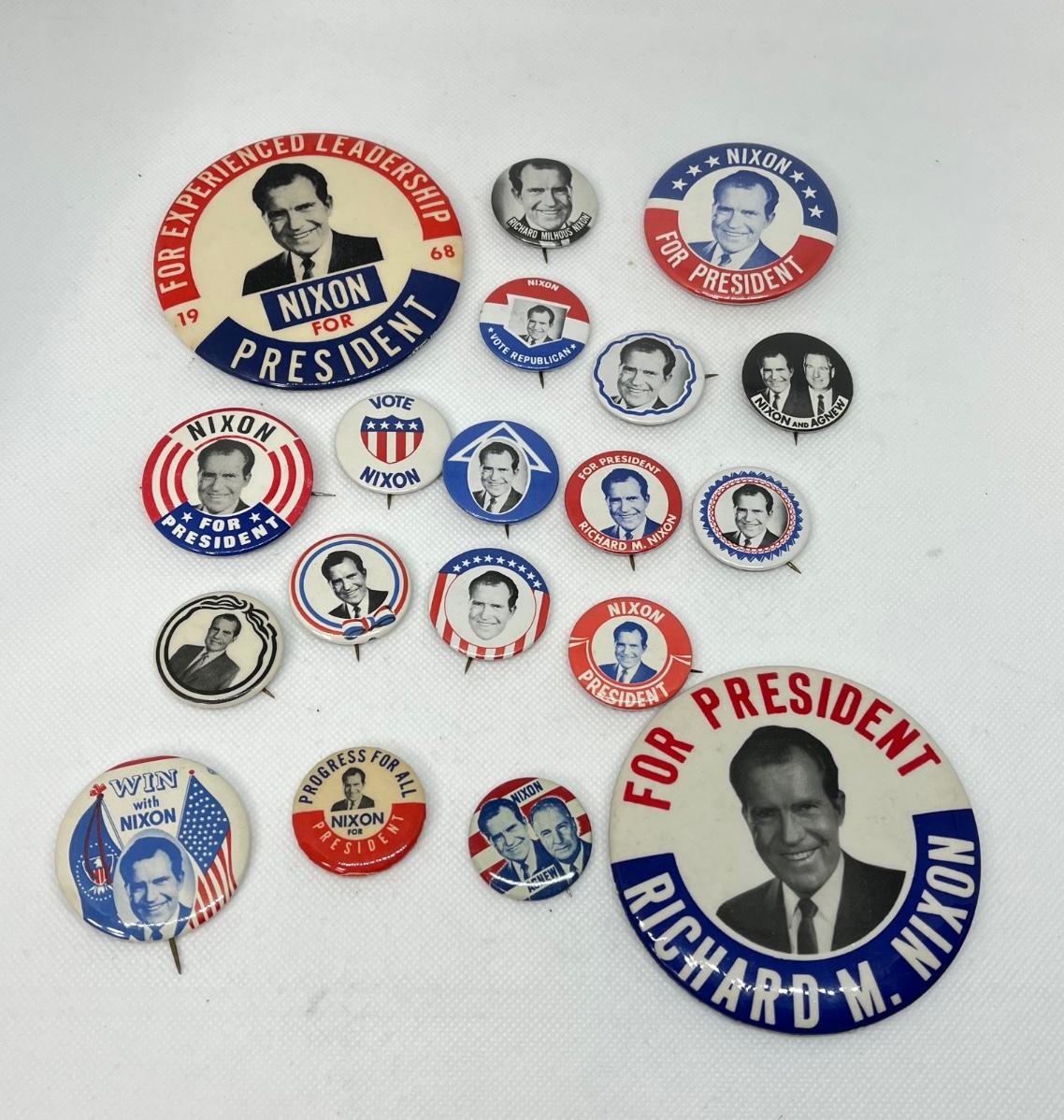 LOT 35: Presidential Race Political Campaign Buttons, Pins - Richard ...
