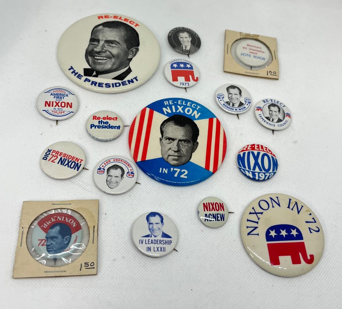 LOT 37: Richard Nixon 1972 Presidential Campaign Buttons, Pins ...