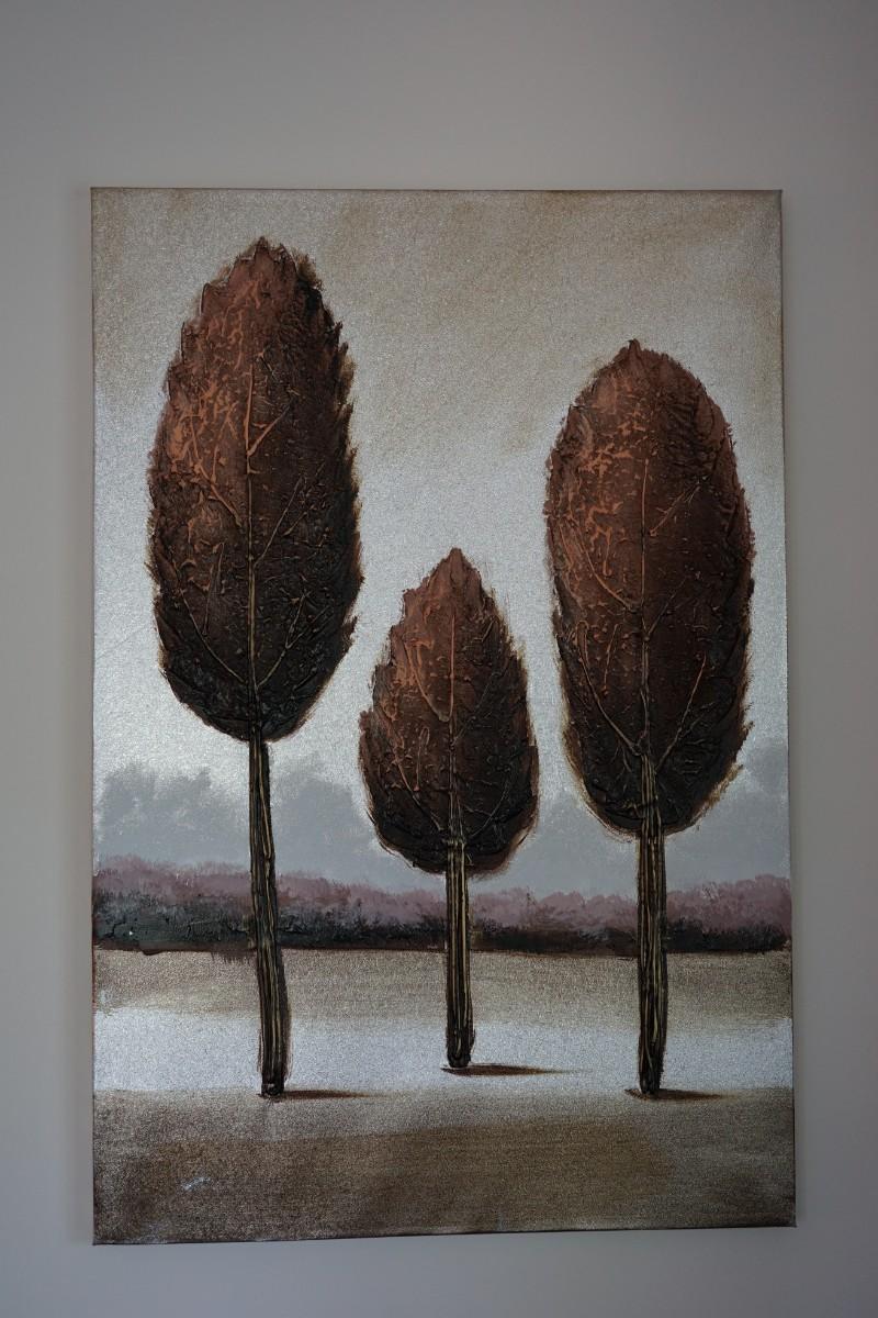 DIMENSIONAL ABSTRACT OF TREES ON CANVAS DRY MOUNTED | EstateSales.org