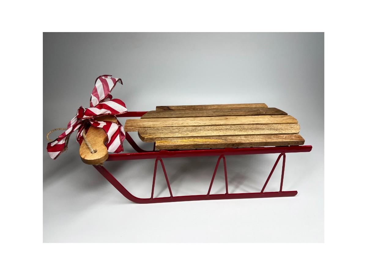 Holiday Christmas Home Decor Wood & Metal Snow Sled | EstateSales.org