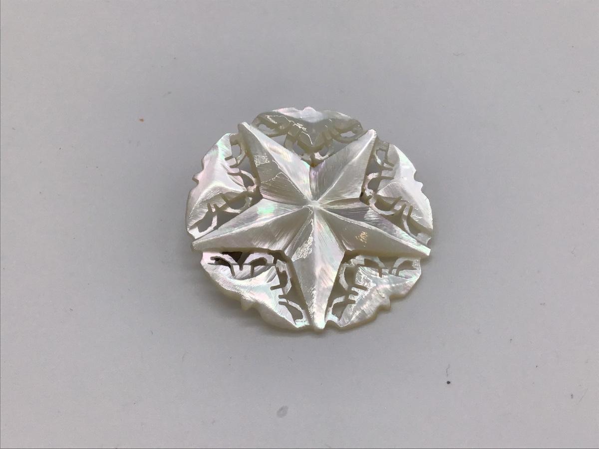 Beautiful MOP Carved Brooch | EstateSales.org
