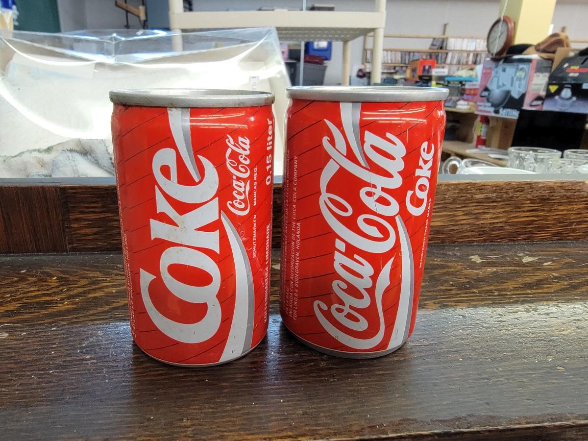 90s coke cans mini set of 2 | EstateSales.org
