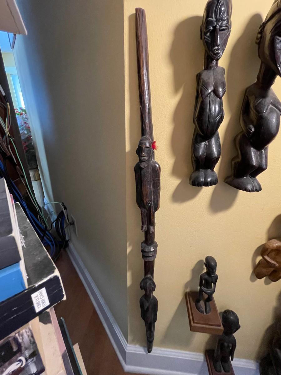 Large 48" African staff / hand carved | EstateSales.org