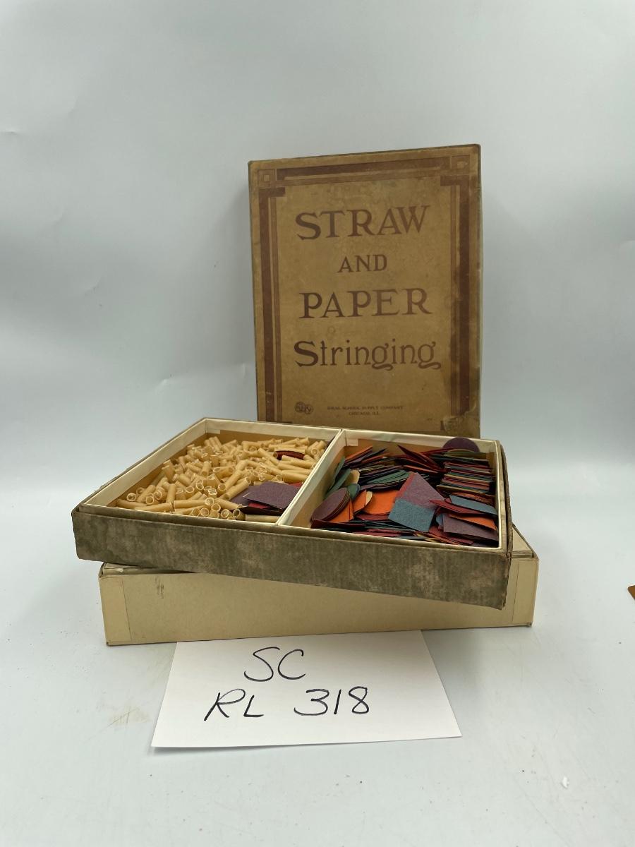 2 straw and paper stringing boxes | EstateSales.org