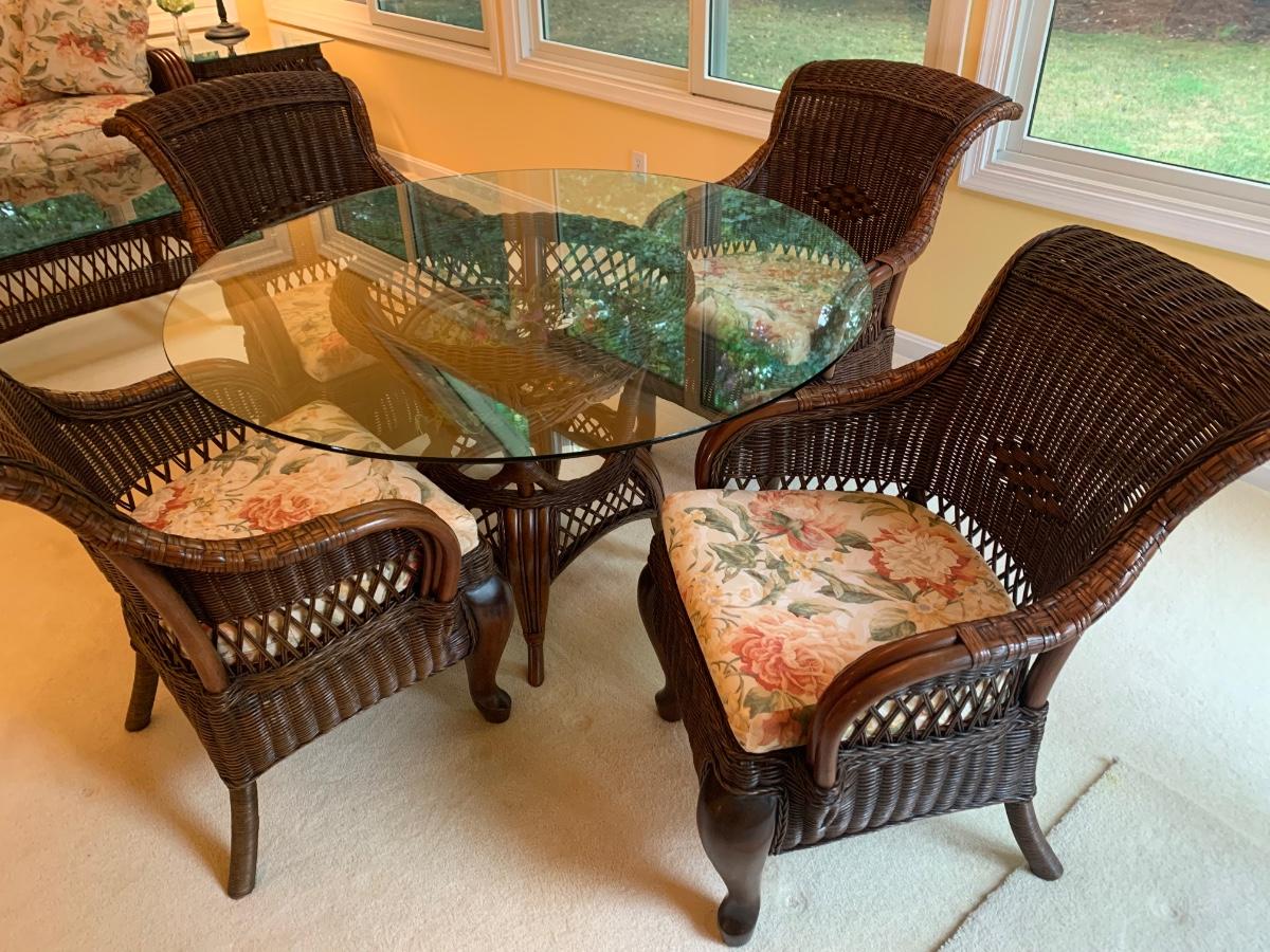 Vintage Wicker Glass Top Table At Jack Radcliffe Blog