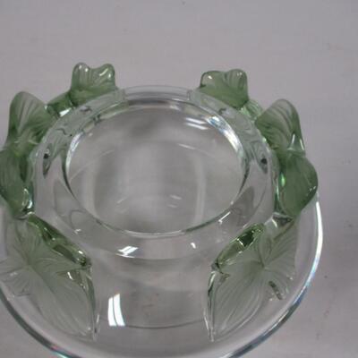 Lalique Crystal Bamako Green Centerpiece Bowl | EstateSales.org