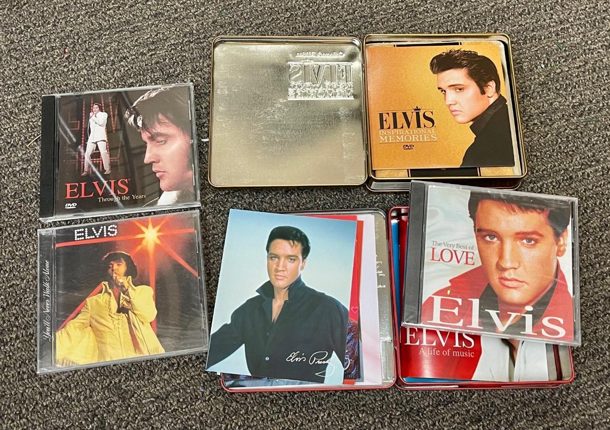 Elvis Presley Music Lot 4 cd's photos, tin boxes, etc | EstateSales.org