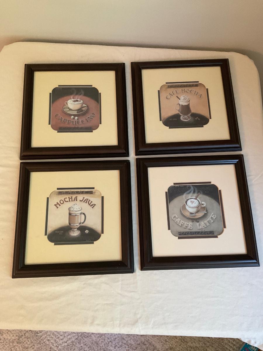 4 small coffee framed art | EstateSales.org