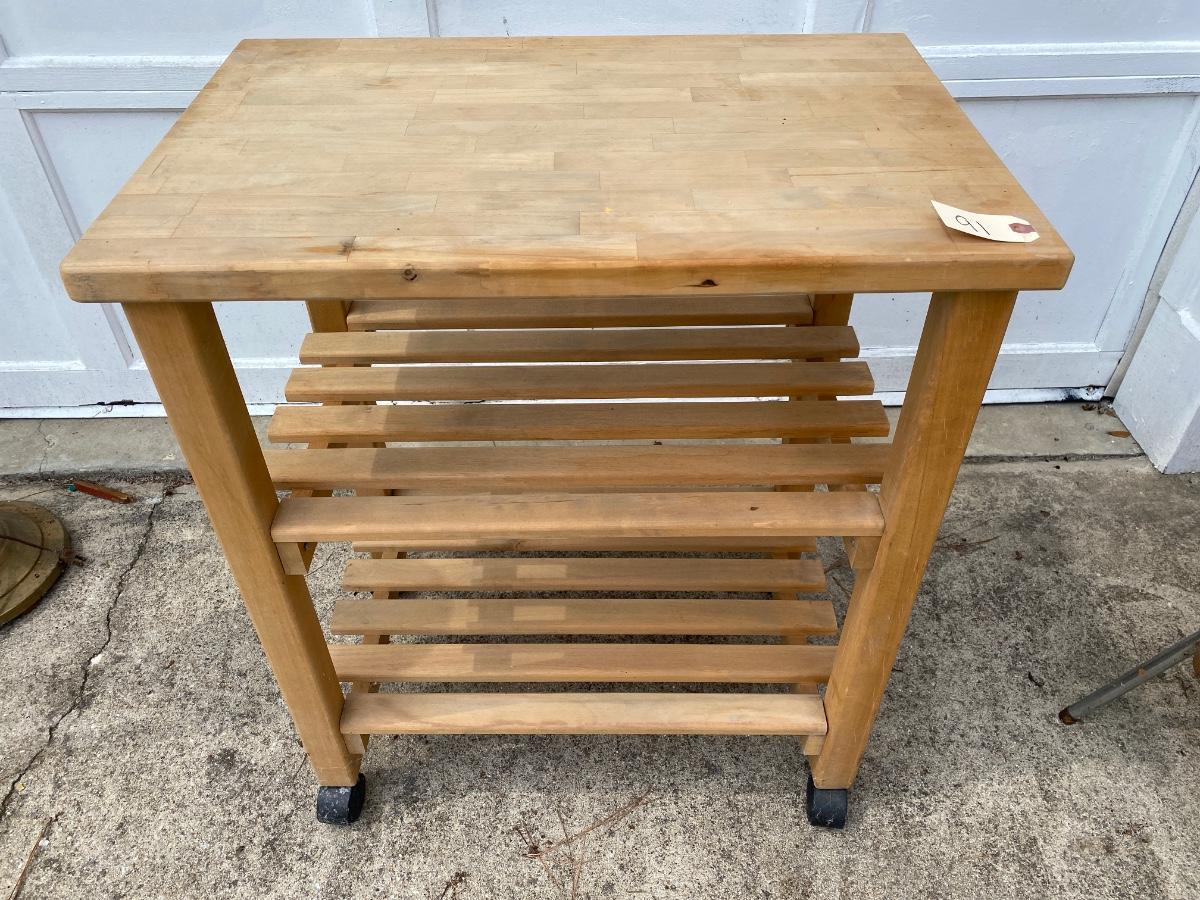 Rolling Wooden Cart | EstateSales.org