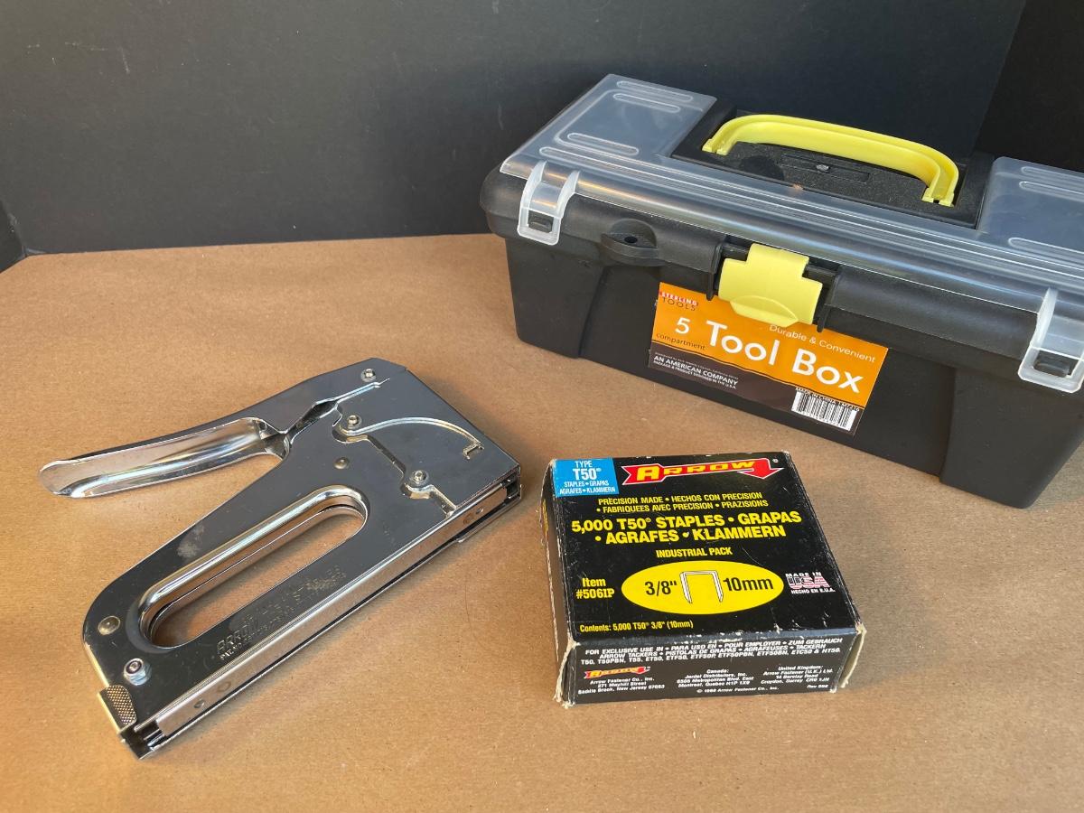 Lot 22. Staple Gun and tool box | EstateSales.org