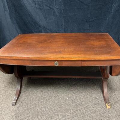 Antique Vintage Drop Leaf Side Coffee Table with Single Drawer ...