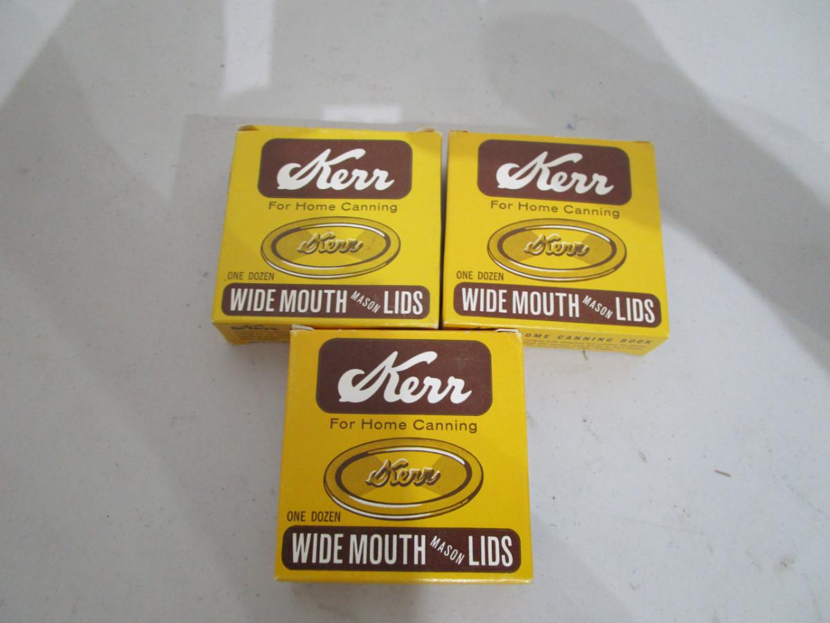 #65 3 boxes of Kerr wide mouth lids (12 lids to a box) | EstateSales.org
