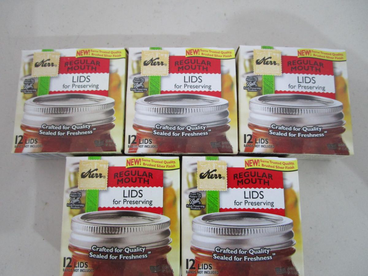 #66 5 boxes of Kerr regular mouth lids (12 lids to a box) | EstateSales.org
