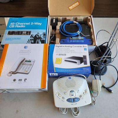 Electronic Lot CB Radio , Speaker phone, Converter box, Linksys, Ge ...