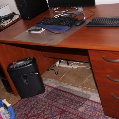 MCM STYLE OFFICE CONFERENCE STYLE DESK, CHERRY? - BRUSH CHROME HANDLES ...