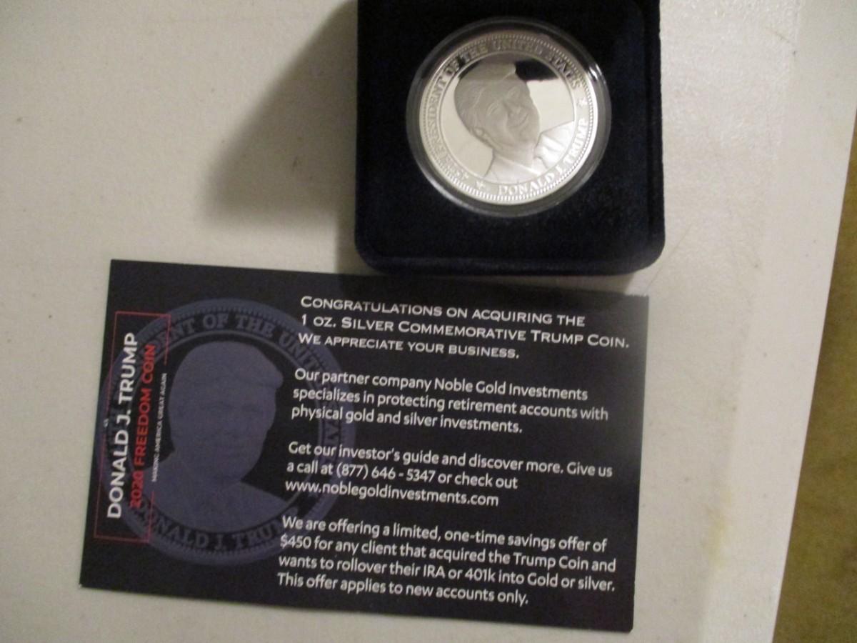 1 Oz, Silver Commemorative Donald Trump 2020 Freedom Coin | EstateSales.org