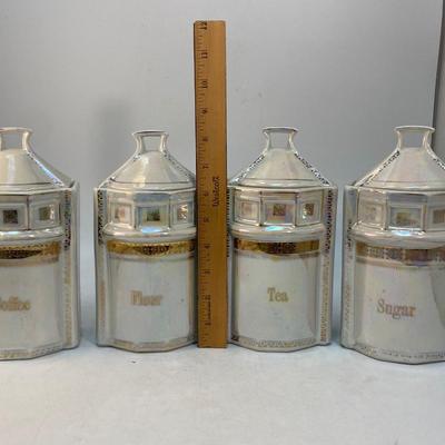 Vintage Ceramic White Block Germany 4 Piece Kitchen Canister Set ...