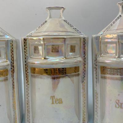 Vintage Ceramic White Block Germany 4 Piece Kitchen Canister Set ...