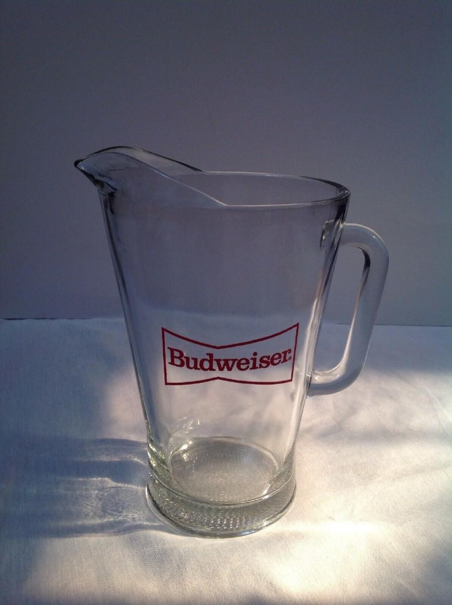 Vintage Budweiser Heavy Glass 1 1/2 Qt Budweiser Logo Beer Pitcher ...