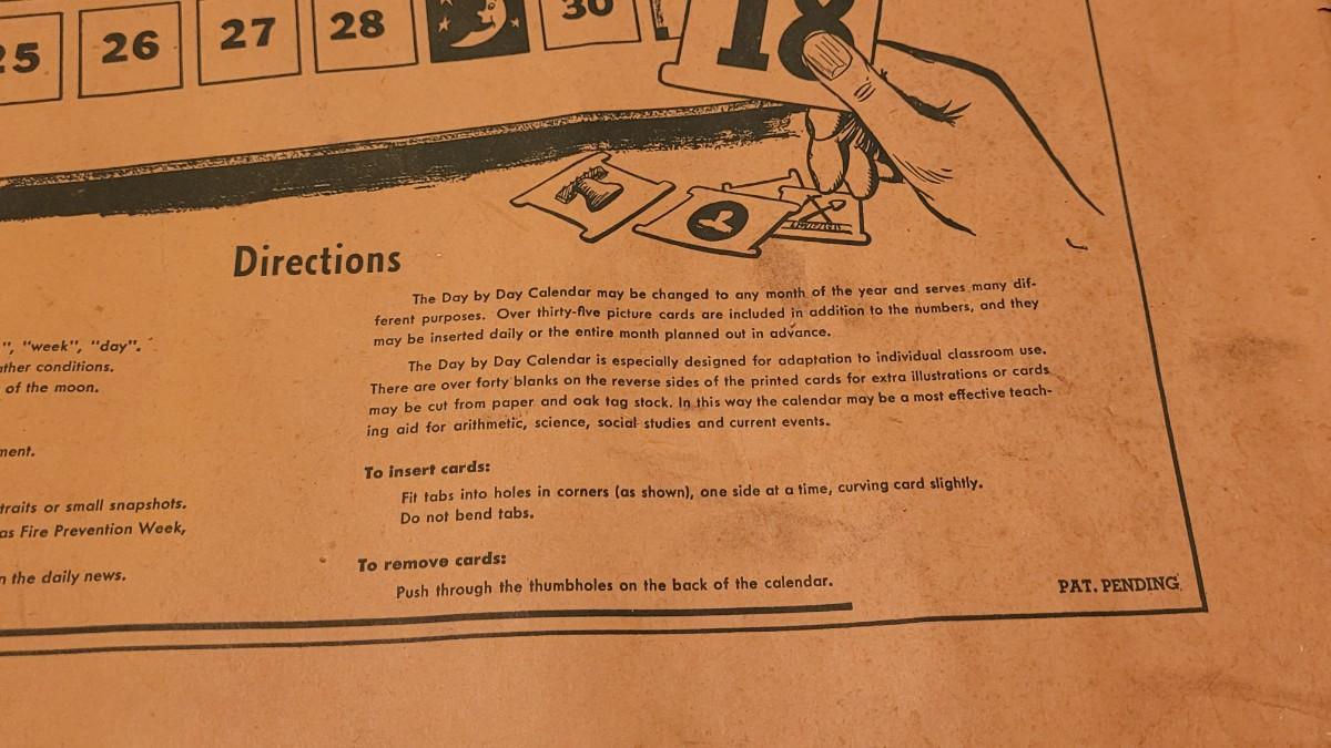 Lot 7: Vintage Mid Century Milton Bradley 'Day by Day Calendar ...