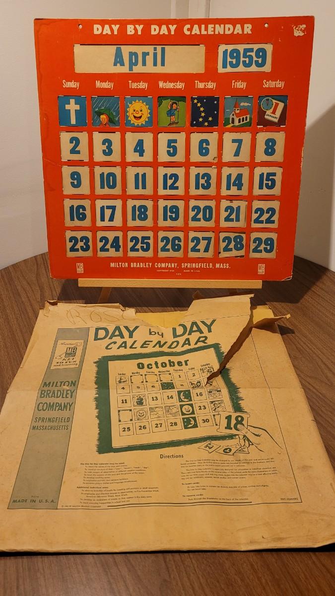 Lot 7: Vintage Mid Century Milton Bradley 'Day by Day Calendar ...
